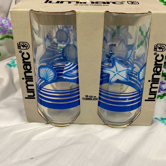 luminarc | Kitchen | Set Of 4 Luminac Seashell Glasses Beach | Poshmark